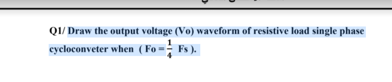 Solved Q1/Draw the output voltage (Vo) waveform of resistive | Chegg.com