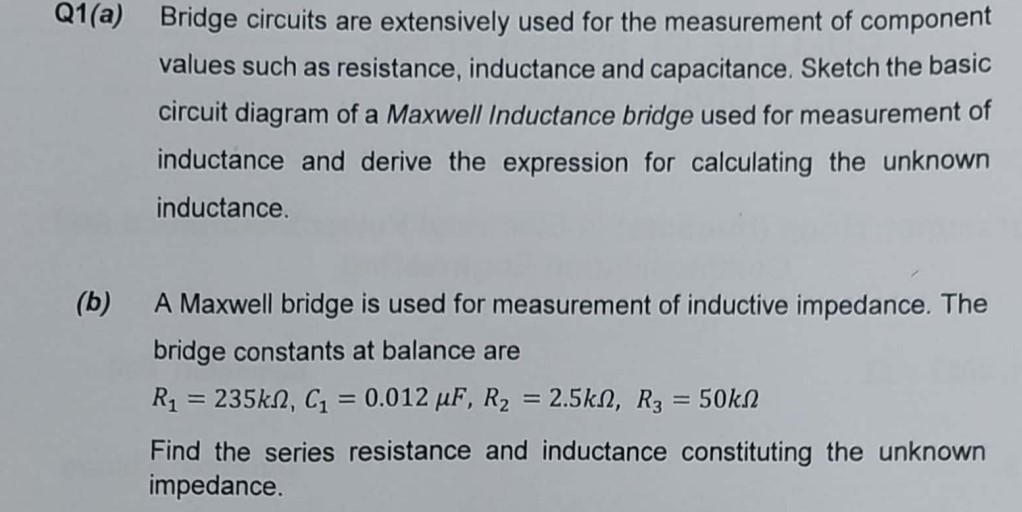 Solved 21(a) Bridge circuits are extensively used for the | Chegg.com
