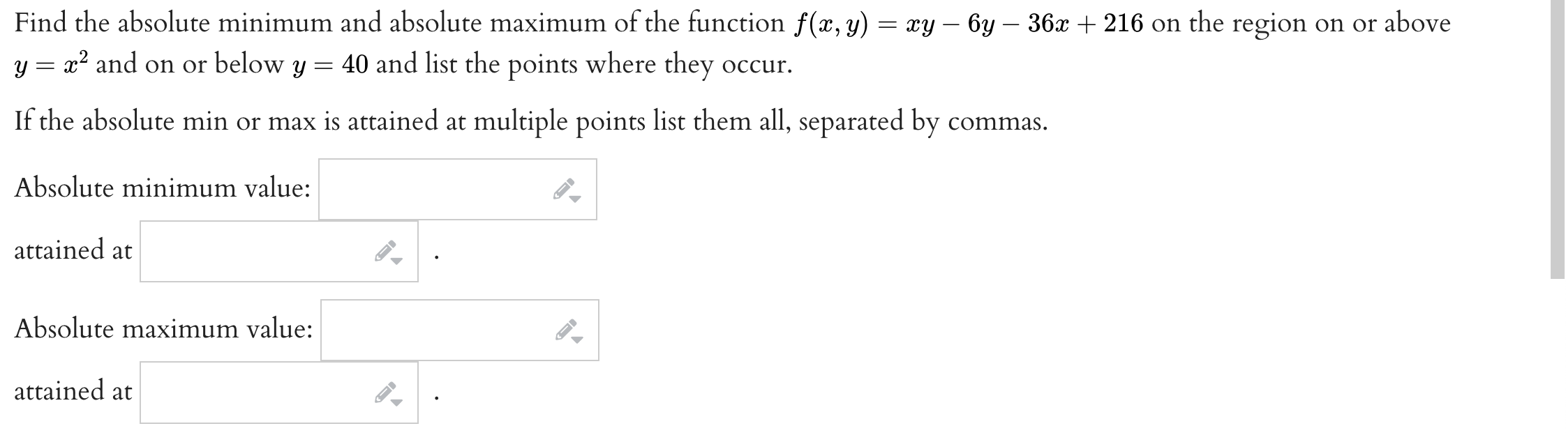 Solved Find The Absolute Minimum And Absolute Maximum Of The