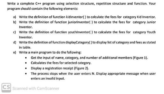 Write a complete C++ program using selection | Chegg.com