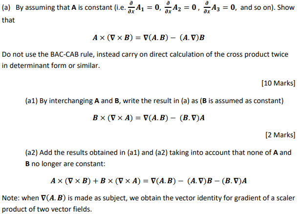Solved (a) By assuming that A is constant (ie.DxA,-0, that | Chegg.com