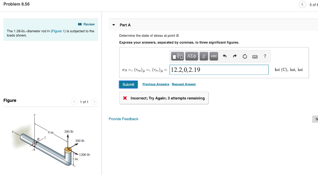 Solved Problem 8.56 5 of Review Part A The 1.28-in.-diameter | Chegg.com