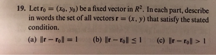 Solved 19. Let ro (xo, yo) be a fixed vector in R2. In each | Chegg.com