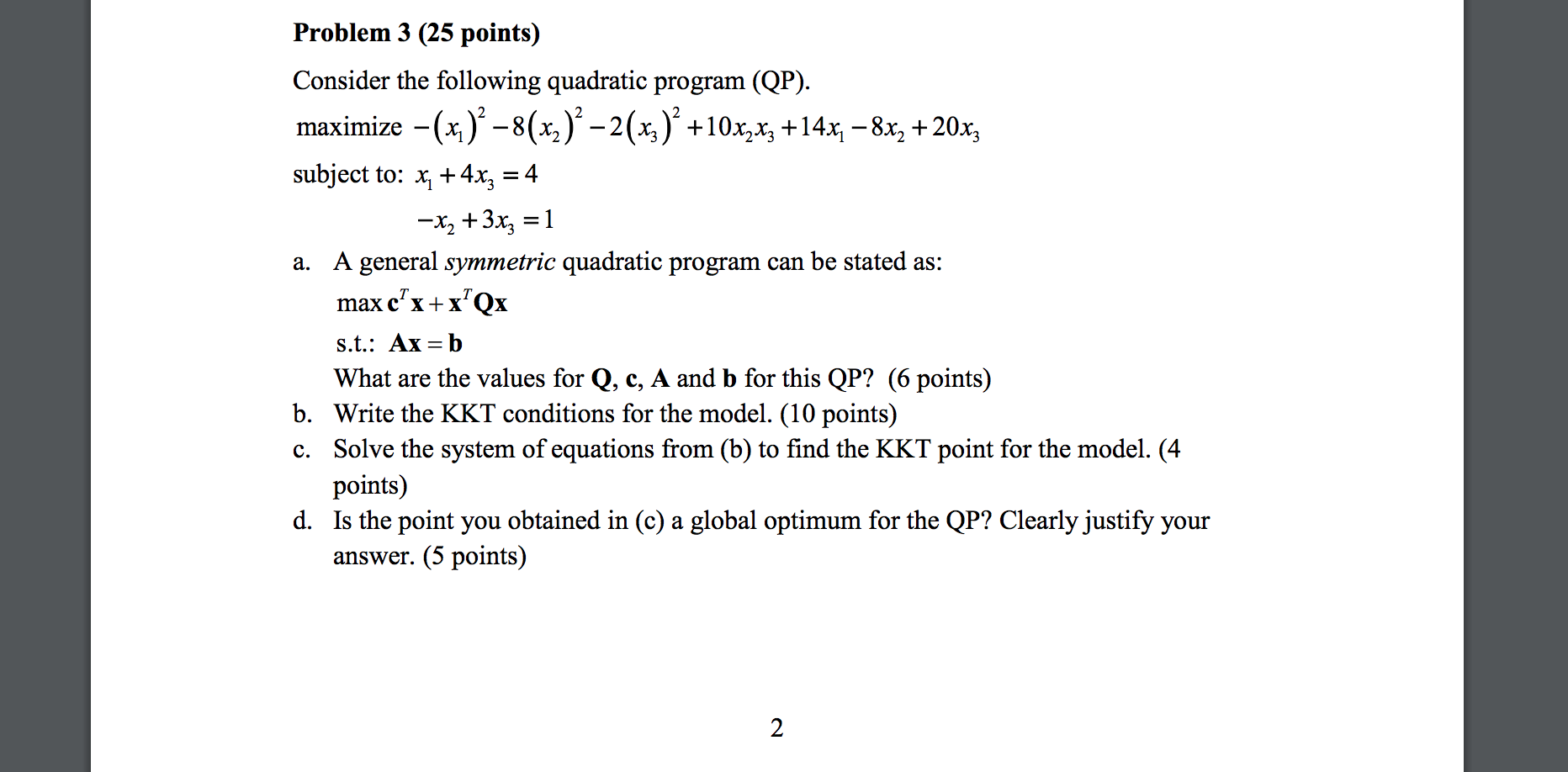 Problem 3 (25 points) Consider the following | Chegg.com