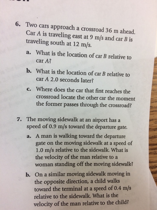 Solved 6. Two cars approach a crossroad 36 m ahead. Car A is | Chegg.com