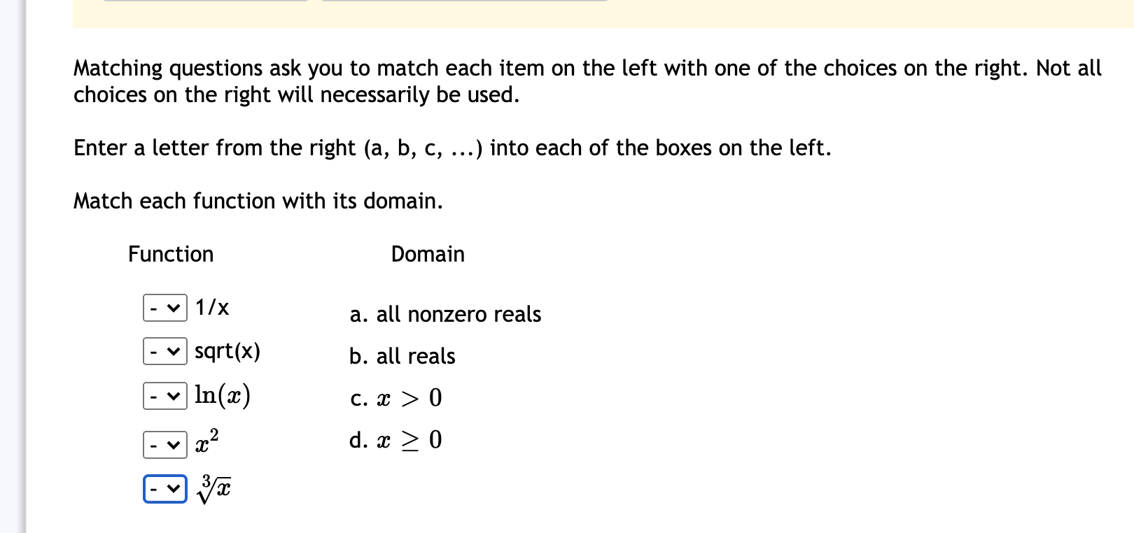 Solved Matching questions ask you to match each item on the | Chegg.com