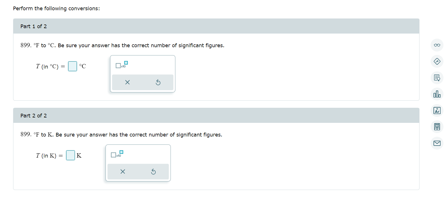 Solved Perform the following conversions: Part 1 of 2 899. | Chegg.com