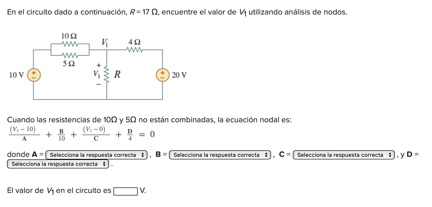 Solved En el circuito dado a continuación, R=17Ω, encuentre | Chegg.com