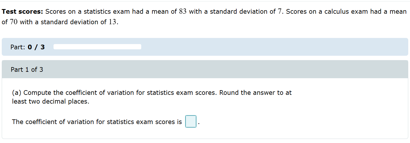 Solved Test scores: Scores on a statistics exam had a mean | Chegg.com