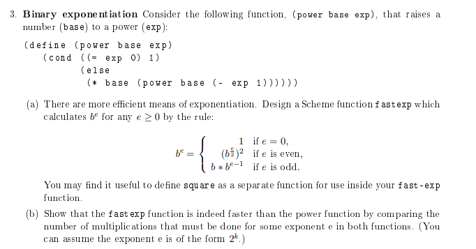 3. Binary exponentiation Consider the following | Chegg.com