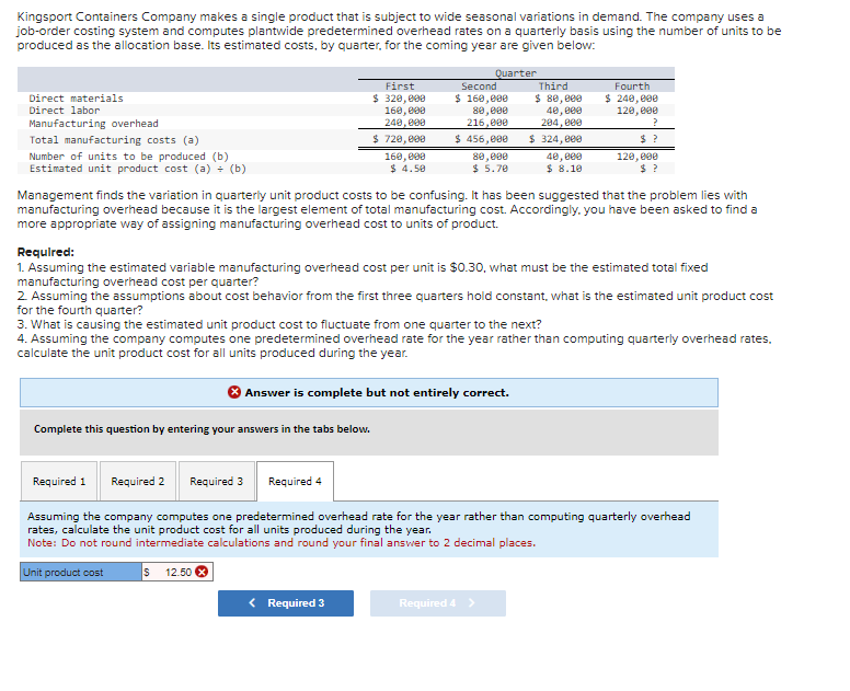 Solved Kingsport Containers Company makes a single product | Chegg.com