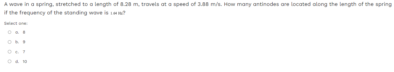 Solved A wave in a spring, stretched to a length of 8.28 m, | Chegg.com