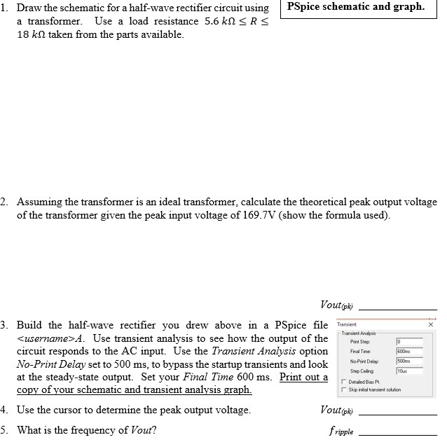 PSpice schematic and graph. 1. Draw the schematic for | Chegg.com