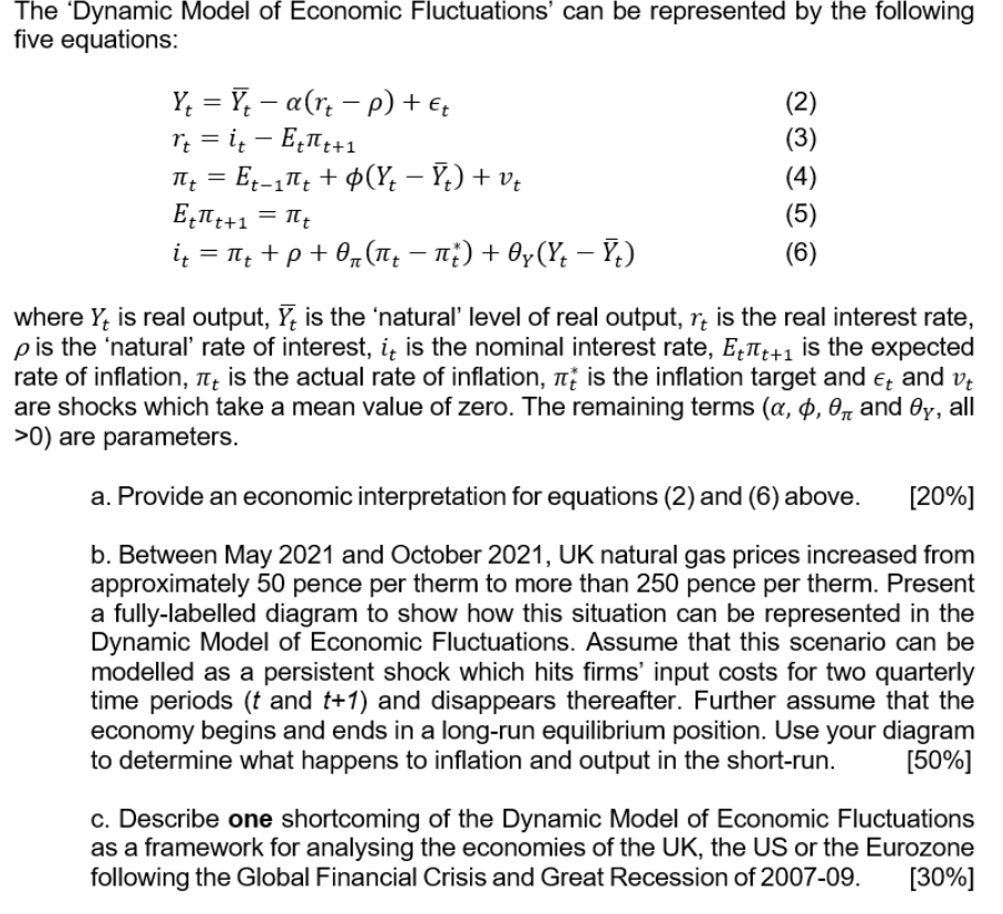 The 'Dynamic Model of Economic Fluctuations can be | Chegg.com