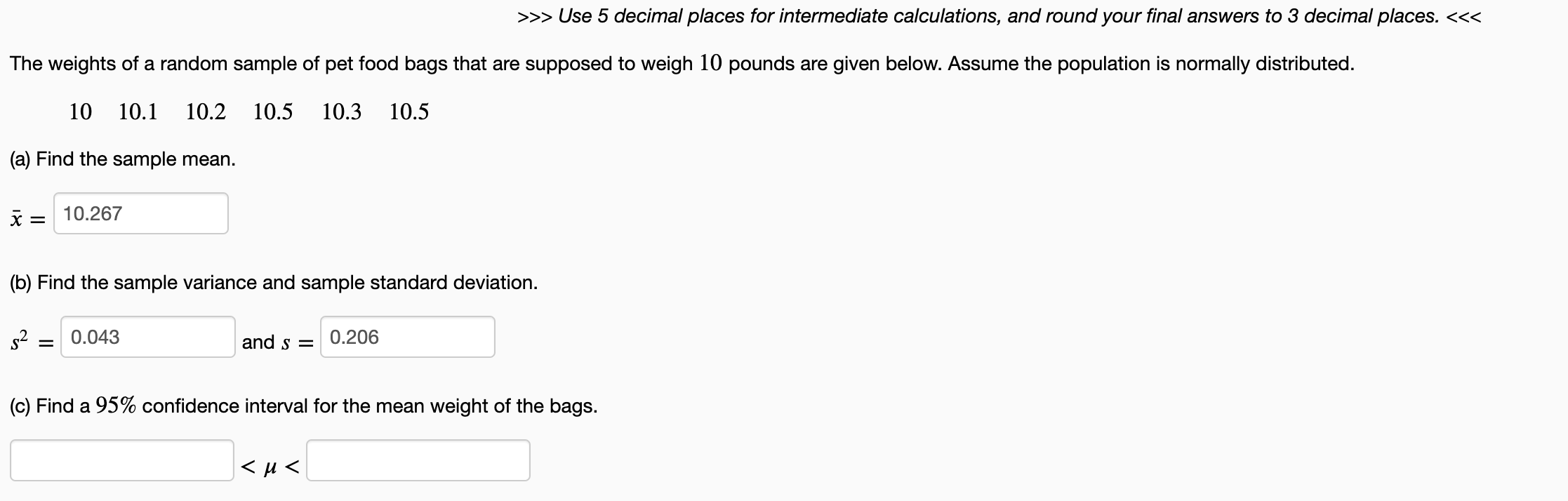 Solved >>> Use 5 decimal places for intermediate | Chegg.com