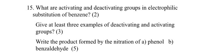 Solved 15. What are activating and deactivating groups in | Chegg.com
