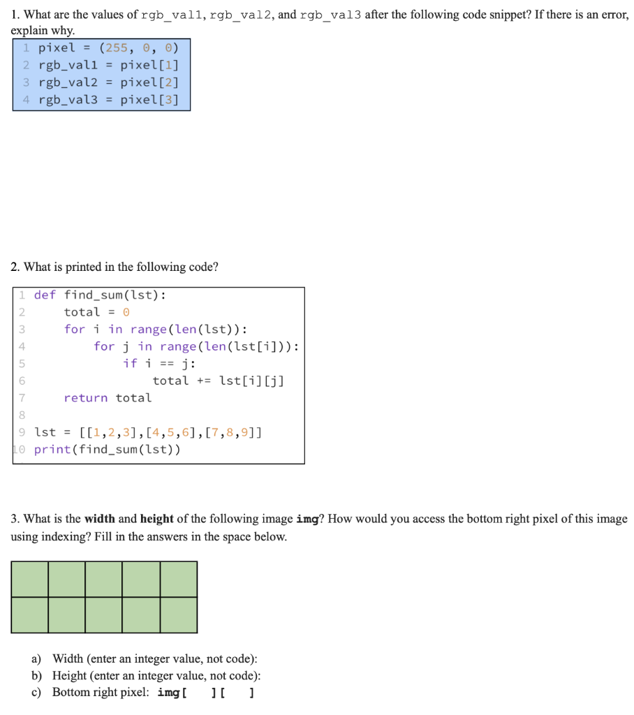 Solved 1. What are the values of rgb_val1, rgb_val2, and | Chegg.com