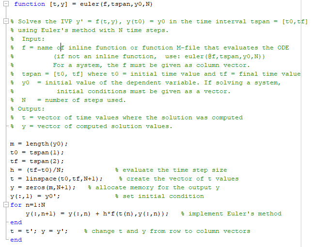 Solved 3. Modify the M-file euler.mn to implement the | Chegg.com