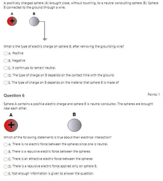 Solved A positively charged sphere (A) brought close, | Chegg.com