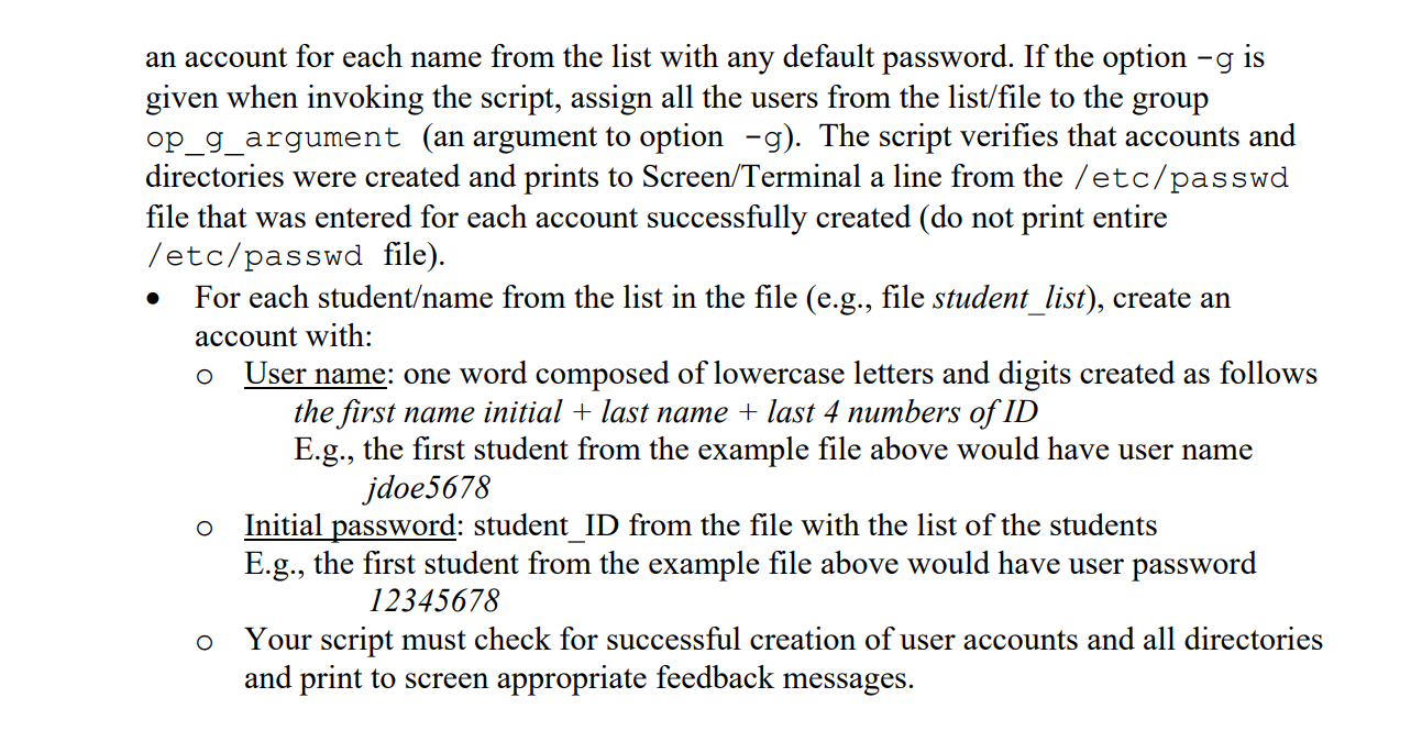Solved an account for each name from the list with any | Chegg.com