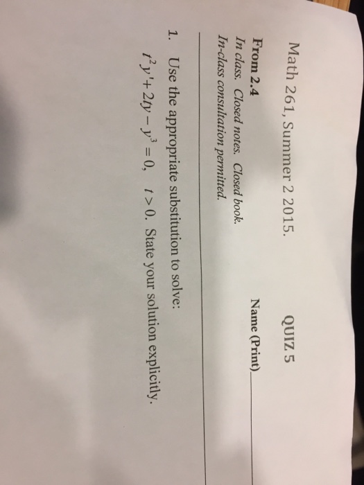 Solved Use the appropriate substitution to solve: t^2 y' + | Chegg.com