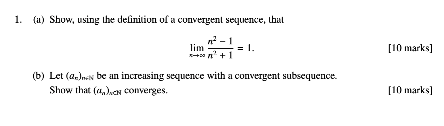 Solved 1. (a) Show, using the definition of a convergent | Chegg.com