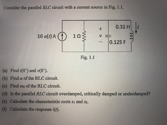 Solved Consider the parallel RLC circuit with a current | Chegg.com