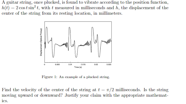 Solved A guitar string, once plucked, is found to vibrate | Chegg.com