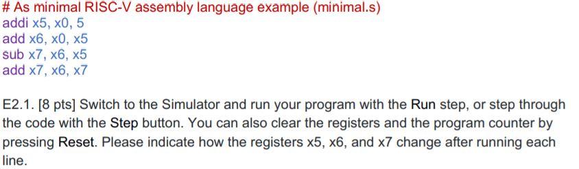 Solved Please Solve # As minimal RISC­V assembly language | Chegg.com