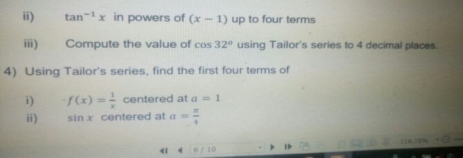 Solved tan-?x in powers of (x - 1) up to four terms Compute | Chegg.com