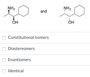 Solved NH2 NH2 and OH OH Constitutional isomers | Chegg.com