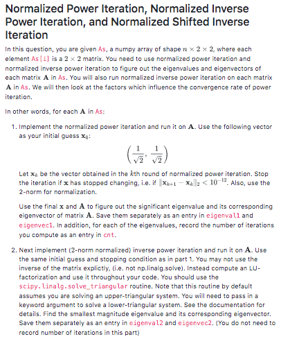 Solved Normalized Power Iteration, Normalized Inverse Power | Chegg.com