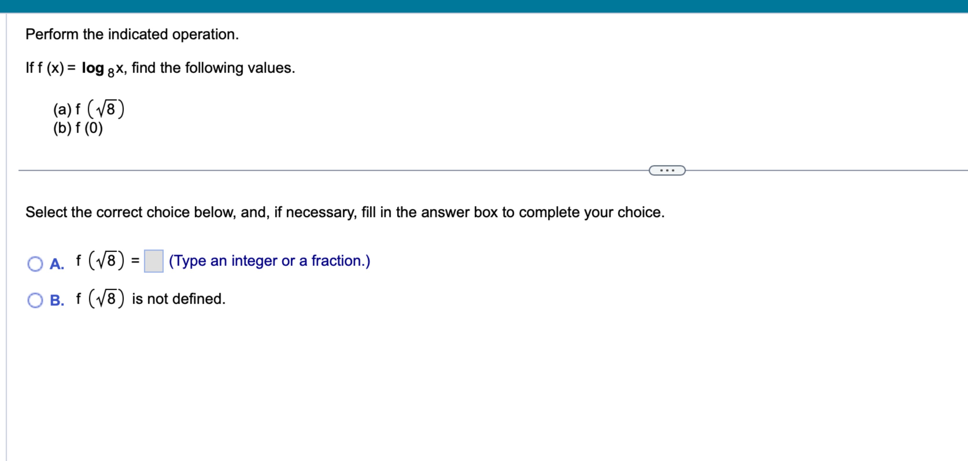 Solved Perform the indicated operation.If f(x)=log8x, ﻿find | Chegg.com