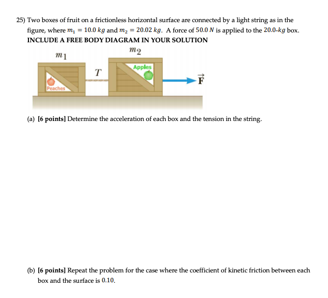 Solved 25) Two boxes of fruit on a frictionless horizontal | Chegg.com