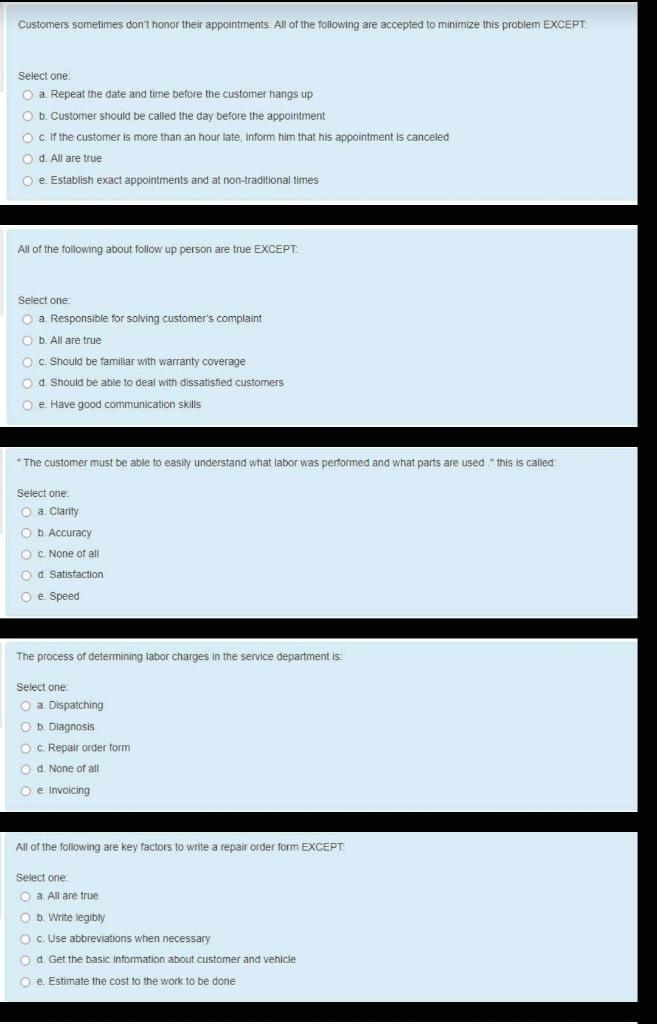 Solved Customers sometimes don't honor their appointments. | Chegg.com