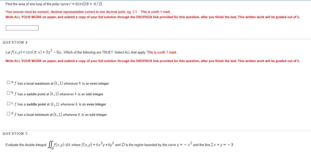 Solved Find the area of one loop of the polar curve r = 5sin | Chegg.com