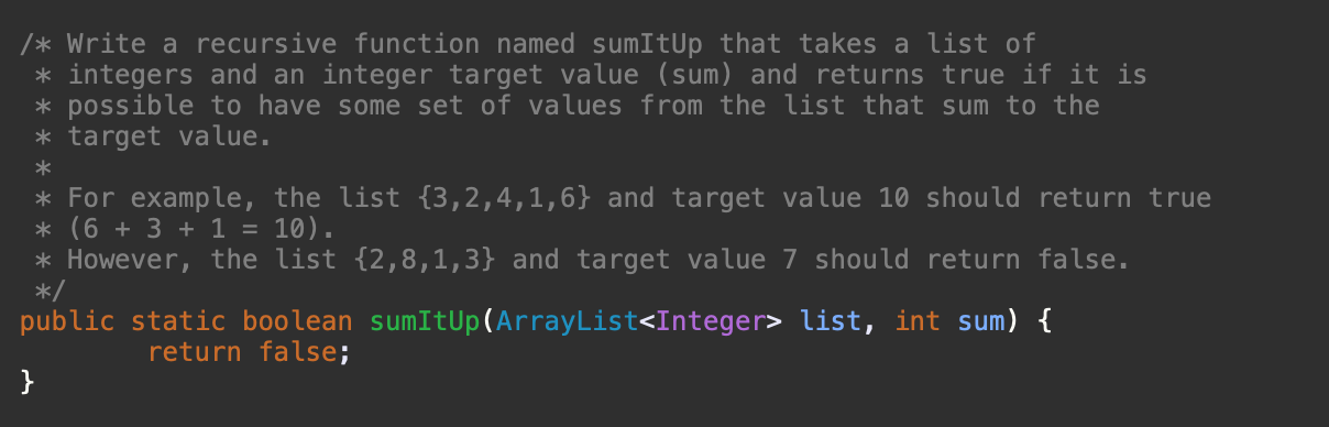 Solved /* Write a recursive function named sumItUp that | Chegg.com