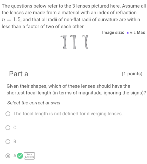 Solved The questions below refer to the 3 lenses pictured | Chegg.com