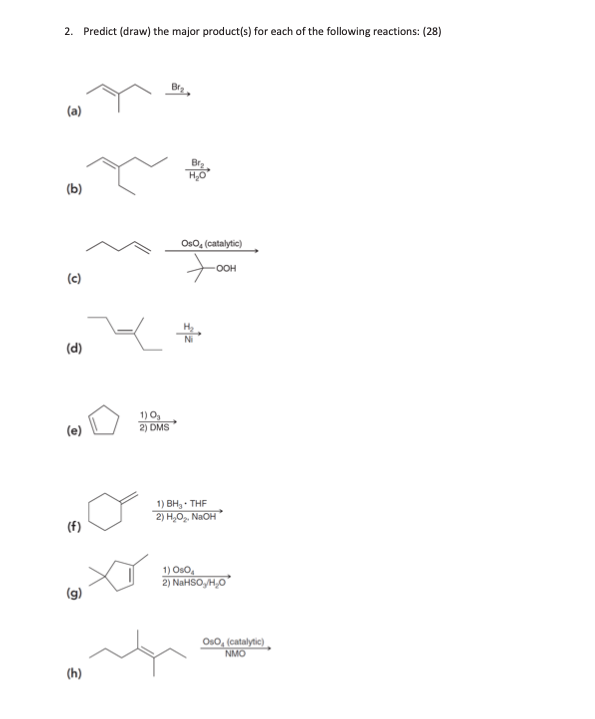 Solved Predict (draw) the major product(s) for each of the | Chegg.com
