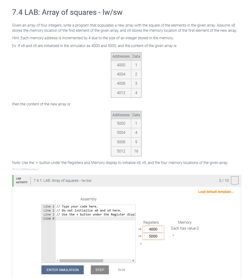 Solved 7.4 ﻿LAB: Array of squares - ﻿Iw/swGiven an array of | Chegg.com