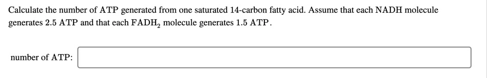 Solved Calculate the number of ATP generated from one | Chegg.com