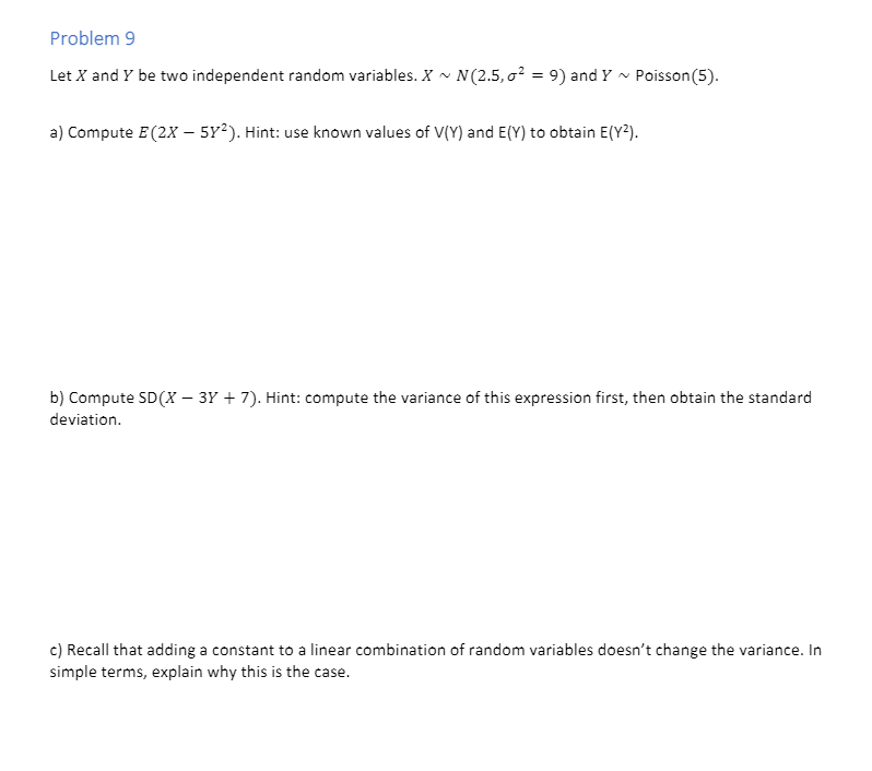 Solved Problem 9 Let X and Y be two independent random | Chegg.com