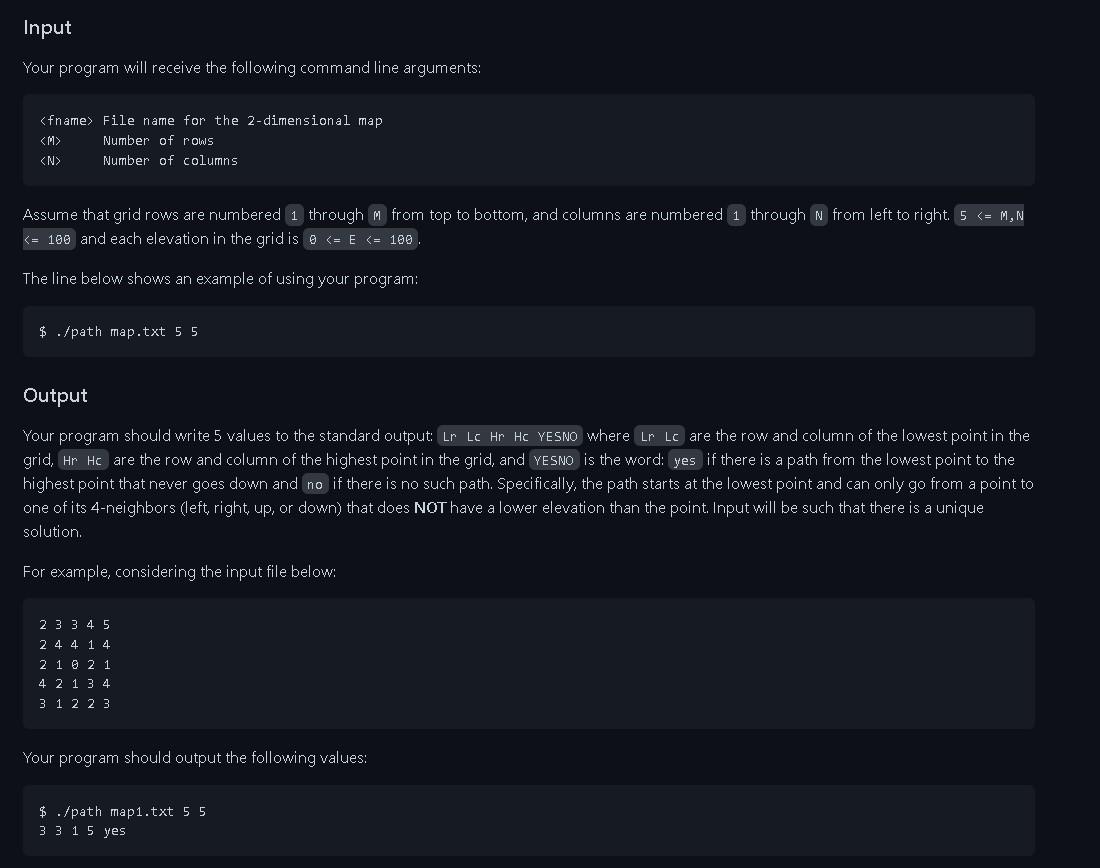 Given a 2-dimensional grid representing elevations of | Chegg.com