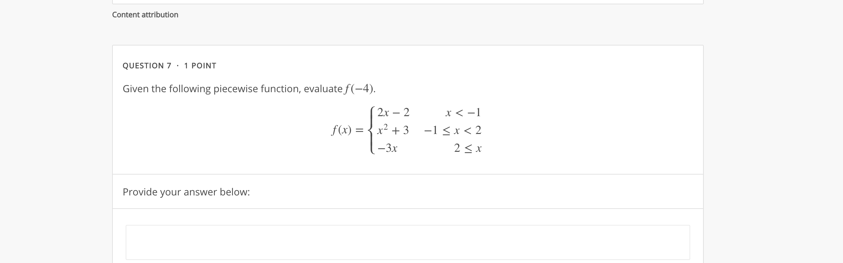 Solved Content attribution QUESTION 7 : 1 POINT Given the | Chegg.com
