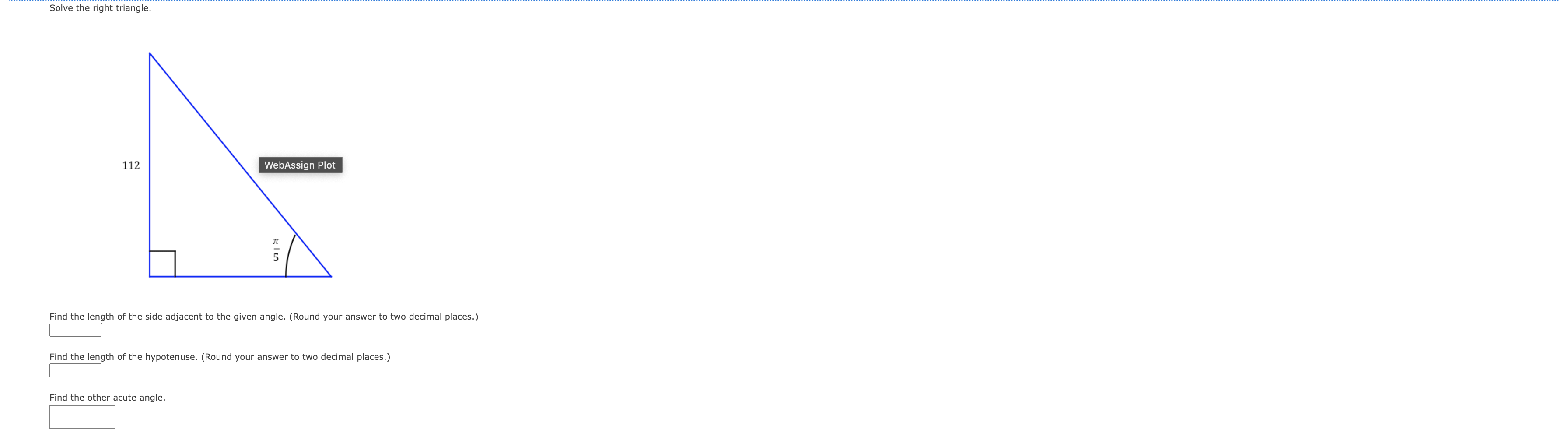 Solved Solve the right triangle.Find the length of the side | Chegg.com