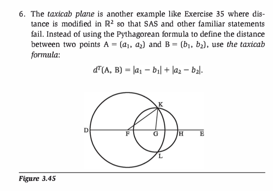 6. The taxicab plane is another example like Exercise | Chegg.com