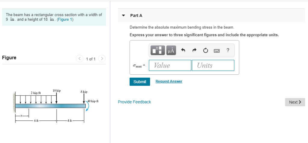 Solved The beam has a rectangular cross section with a width | Chegg.com