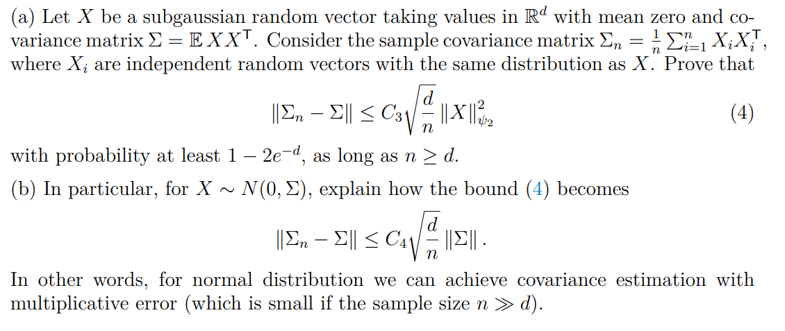 Solved (a) Let X be a subgaussian random vector taking | Chegg.com