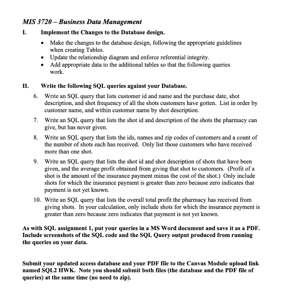 Solved MIS 3720-Business Data Management SQL Homework 2: | Chegg.com
