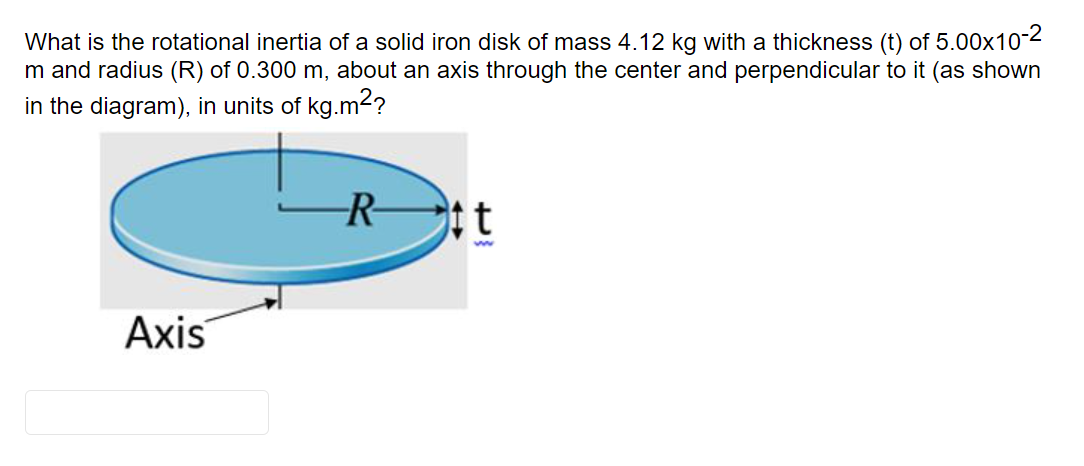 Solved What is the rotational inertia of a solid iron disk | Chegg.com